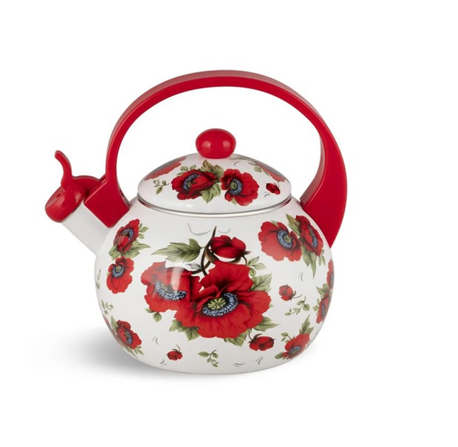 Чайник со свистком Edenberg EB-1745poppies эмалированные маки 2,2л ...