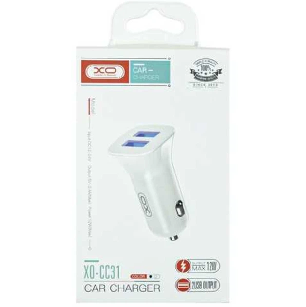 АЗУ XO CC31 12W PC Dual USB car charger White – фото, отзывы, характеристики в интернет-магазине ...
