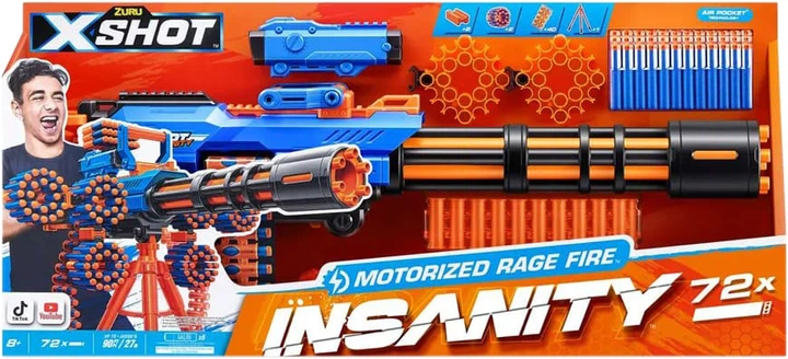 Быстрострельный бластер Zuru X-SHOT Insanity-Motorized Rage Fire Gatlin ...