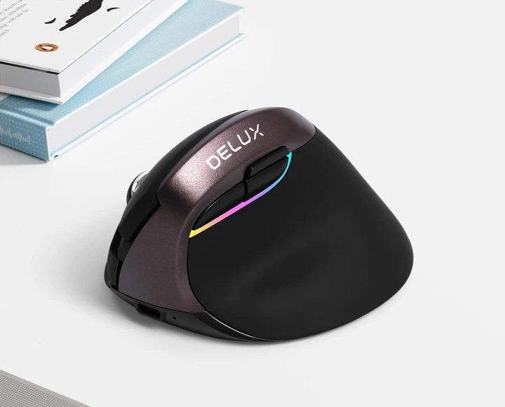 Бездротова вертикальна миша DeLUX, USB, 2,4 ГГц, Bluetooth, 800-4000 ...