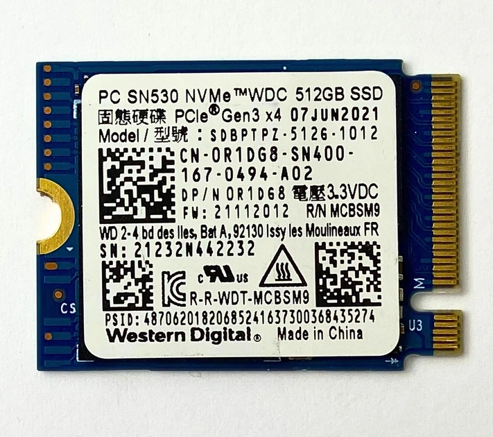 SSD Диск SSD Western Digital SN530 512GB M.2 2230 NVMe PCIe 3.0 x4 ...