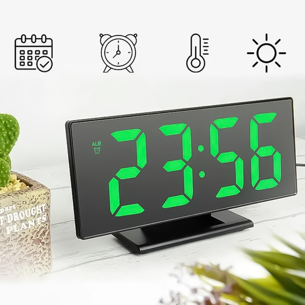 Часы настольные электронные 3618L зеркальные LED часы с термометром ...