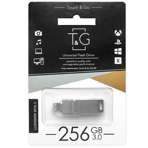 Флеш-драйв T&G 008 Metal series USB 3.0 - Lightning 256GB Серебряный – фото, отзывы ...