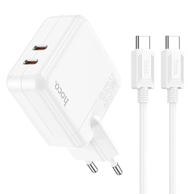 Мережевий зарядний пристрій Hoco C110A Lucky PD35W (2 Type-C) + Type-C ...