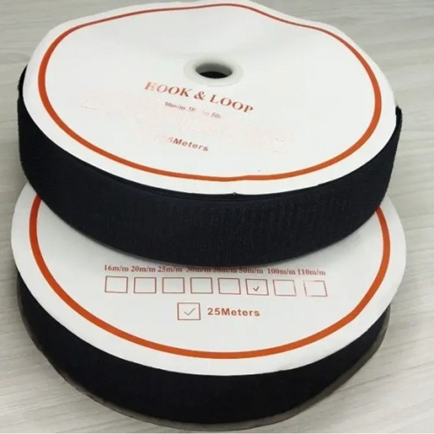 Липучка Sigma текстильная застежка 50мм Черный 25 метров (714165 ...