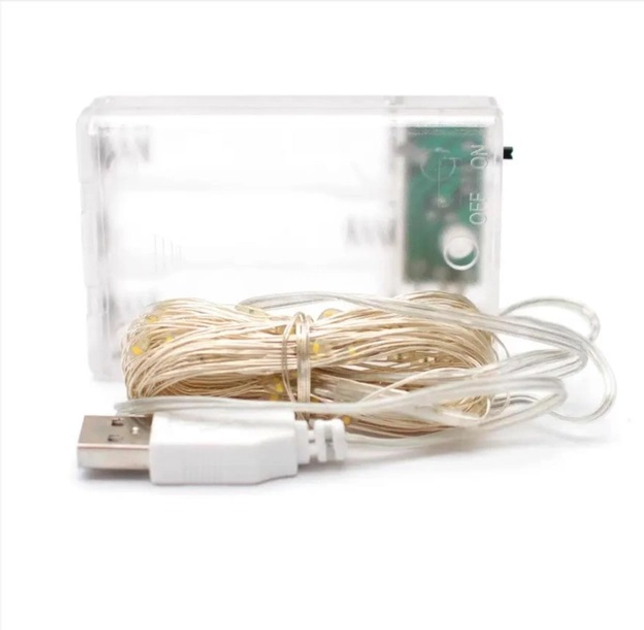 Новогодняя гирлянда Роса на батарейках+USB разъем 100 LED 10м +USB ...