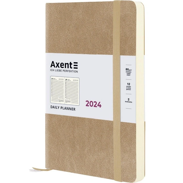 Щоденник Axent Partner Soft Nuba А5 2024 на гумці, м'яка обкладинка, мигдалевий (8817-24-59-A ...
