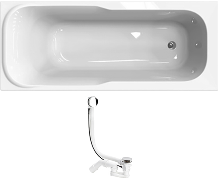 Ванна акриловая KOLO Sensa 170х70 (XWP357000N) без ножек + сифон VIEGA ...