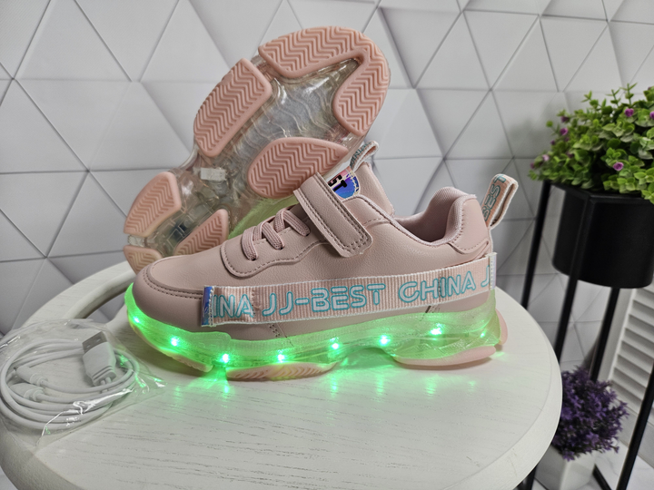 Детские кроссовки розовые светящиеся с подсветкой Led usb 31-36р 34 (21 ...