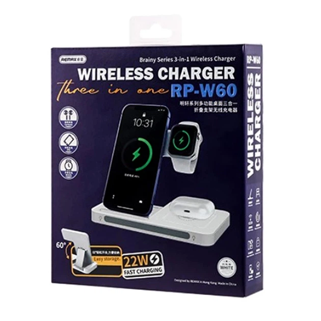 Беспроводное зарядное устройство Remax RP- W60 3in1 Синие стильное – фото, отзывы ...