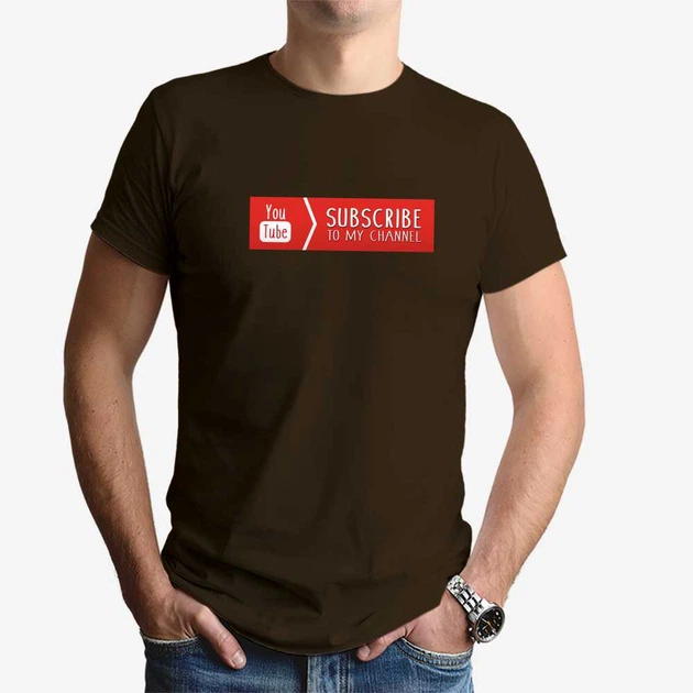Футболка чоловіча Jhk Підпишись на мій канал Youtube S Коричневий Md 25 4008 18 25 от