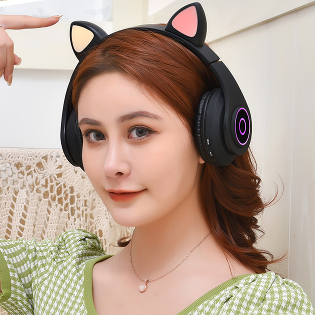 Наушники ушки котика CAT 47 Bluetooth беспроводные, полноразмерные ...