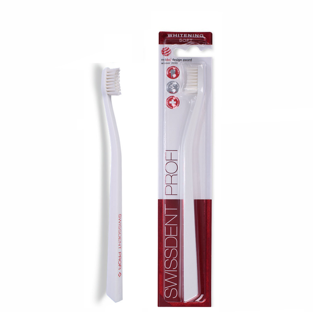Зубная щетка SwissDent Profi Whitening Soft отбеливающая (белая), 1 шт ...