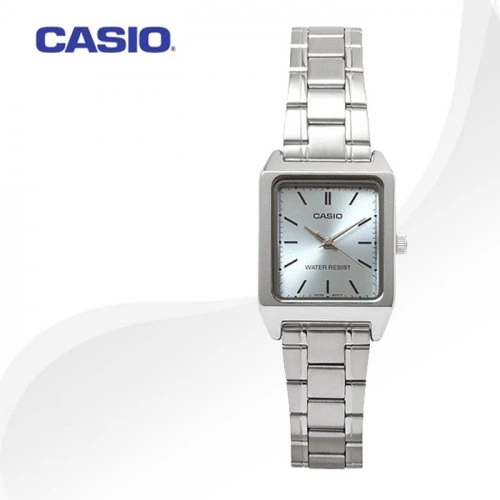 Жіночий годинник Casio LTP-V007D-2E Сріблястий зі світло-блакитним модний – купити онлайн на ROZETKA