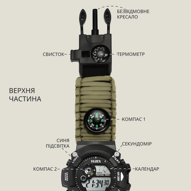 Наручний годинник YUZEX Tactical KHK, водонепроникні часи на чоловічу ...