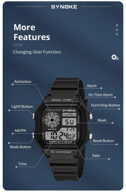 Водонепроникний цифровий годинник SYNOKE – купити онлайн на ROZETKA