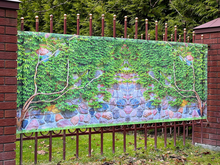 Фотосетка для забора и изгороди "Плющ с камнем" 200х150 см – фото ...
