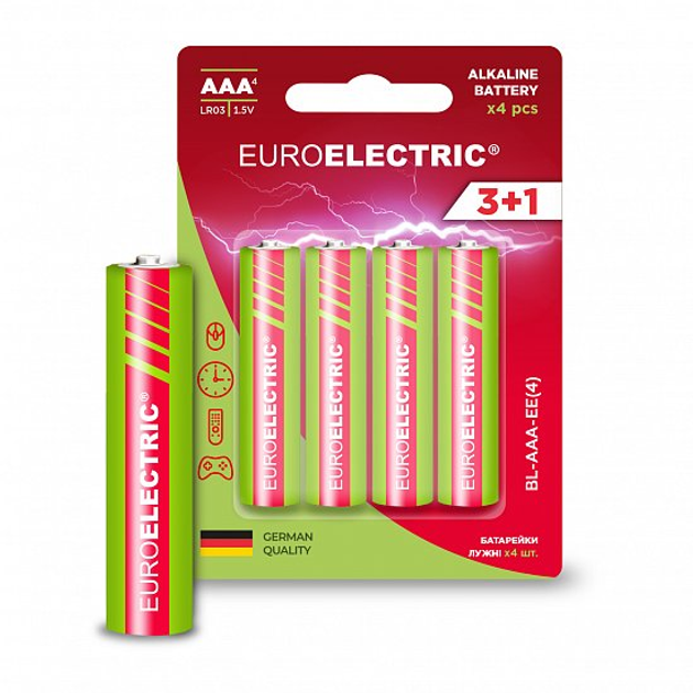 Батарейка ААА щелочная 1.5V blister 4шт [4260642633110] BL-AAA-EE(4 ...