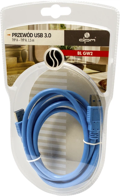 Кабель DPM USB 3.0 A - USB А 1.5 м Синий (5900672654301) – фото, отзывы ...
