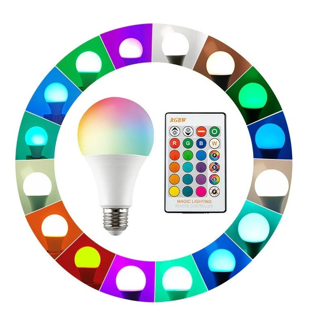 Світлодіодна кольорова лампа Smart Bulb RGB з пультом дистанційного ...