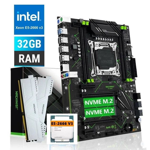 Комплект Full V4 / Machinist E5-MR9A LGA 2011-3 / Intel Xeon E5-2666v3 2.9-3.5 GHz / 32GB DDR4 ...