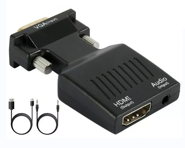 Переходник VGA - HDMI F/M с аудио выходом 3,5 мм и питанием – фото ...