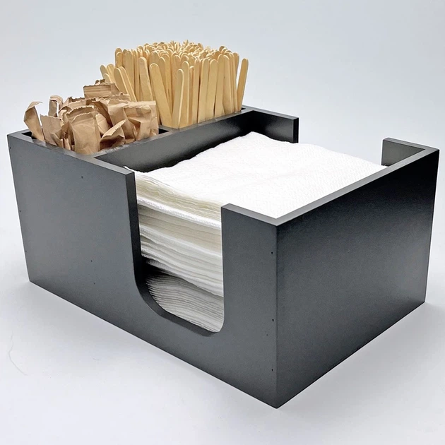 Органайзер барний для цукру паличок та серветок на 3 відділення 22х15х10см графіт купити