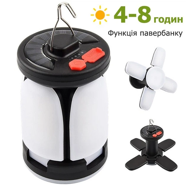 Led Лампа туристична кемпінгова Павербанк 3600 Mah ліхтар нічник з підвісом акумуляторний