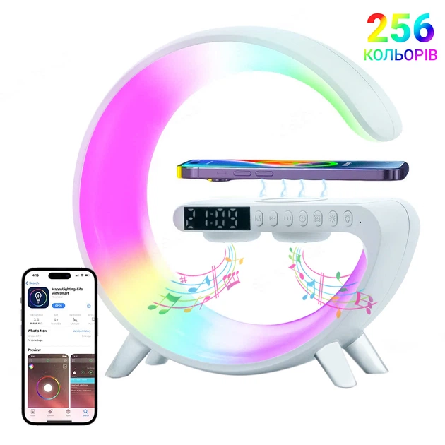 Смарт лампа ночник Smart Light Sound Machine с беспроводной зарядкой ...
