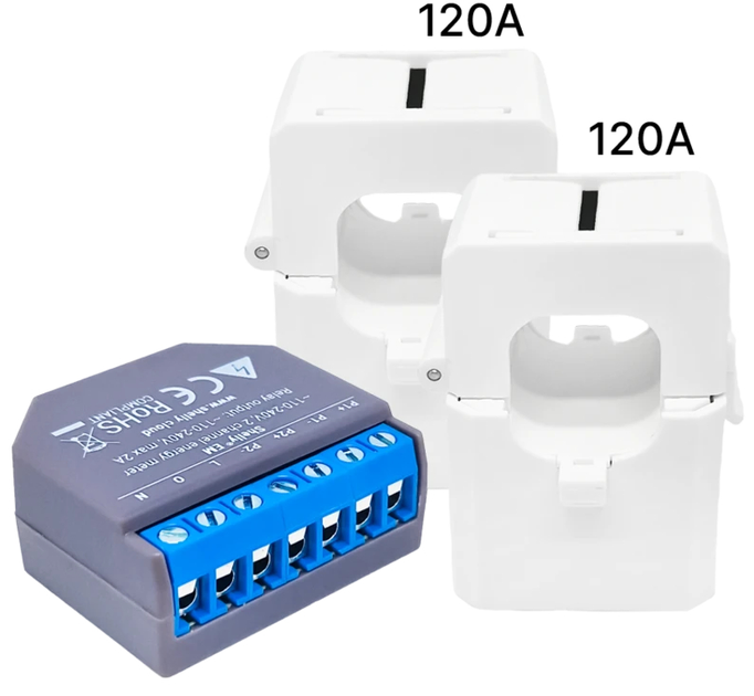 Счетчик электроэнергии Shelly "EM" Wi-Fi фазы 2 х 120 A с контакторным ...
