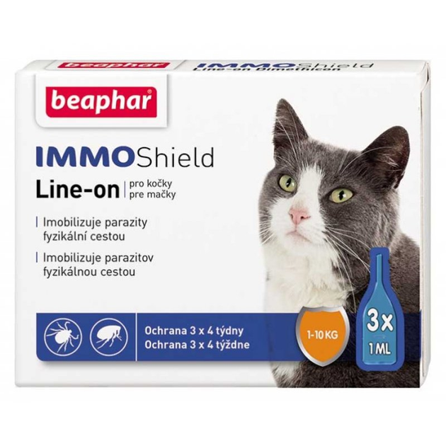Капли от блох и клещей для кошек и котят Beaphar IMMO Shield 3 пипетки ...