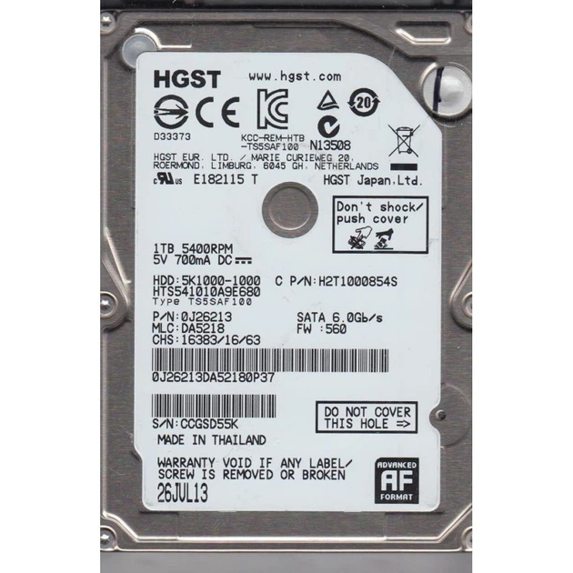 Жорсткий диск HGST 2.5 1Tb 5K1000 (HTS541010A9E680) – фото, отзывы ...