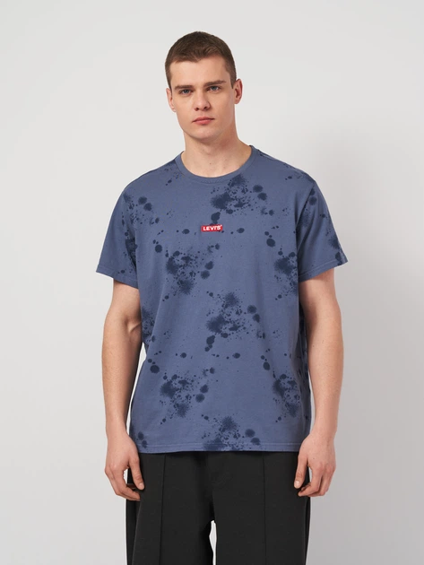 Футболка бавовняна довга чоловіча Levi's 79554-0068 S Синя з принтом ...