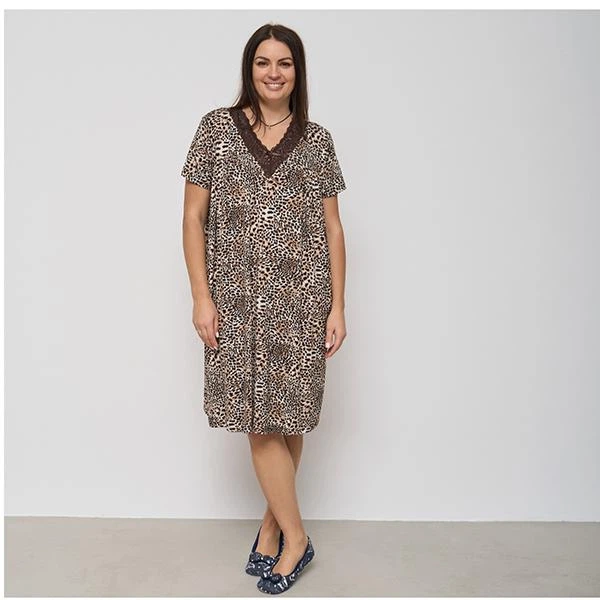 Ночная сорочка женская 5XL с коротким рукавом леопардовая 14891 – Брендовая одежда | ROZETKA