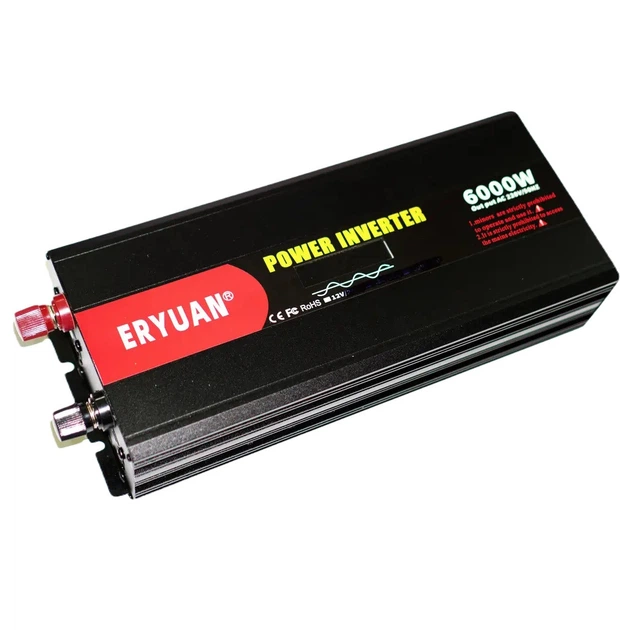 Перетворювач напруги інвертор Eryuan 6000W LCD DC/AC 12V-220V з чистою синусоїдою та вольтметром ...