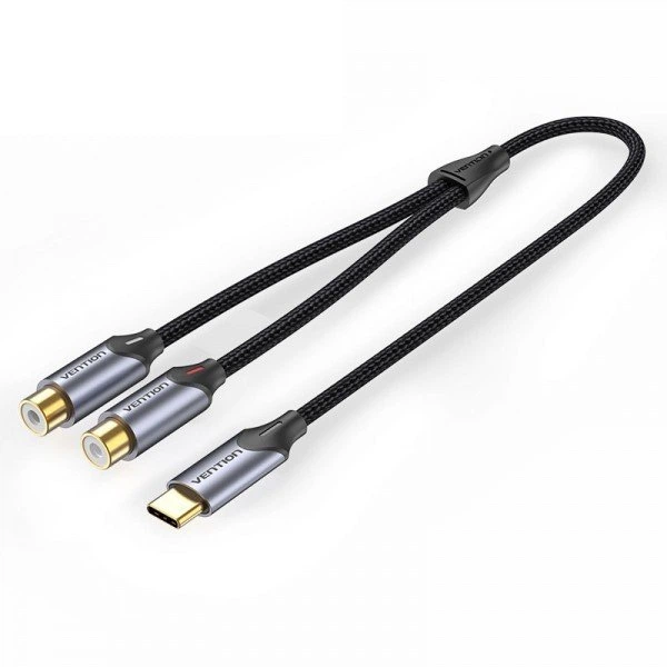 Кабель Vention 2хRCA - USB Type-C (F/M), 1 м, Black (BGVBF) – фото ...