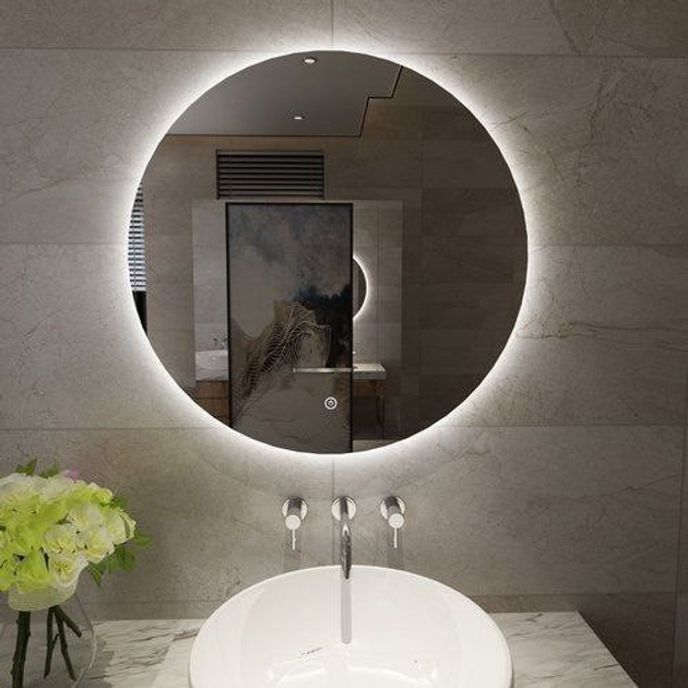 Круглое зеркало с сенсорной кнопкой MirrorRika D=60 см с светодиодной ...