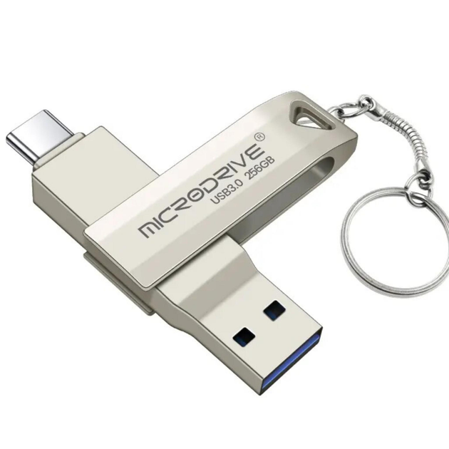 USB + OTG Type-C 2 в 1 Флешка Microdrive MT1 256Гб Silver – фото ...