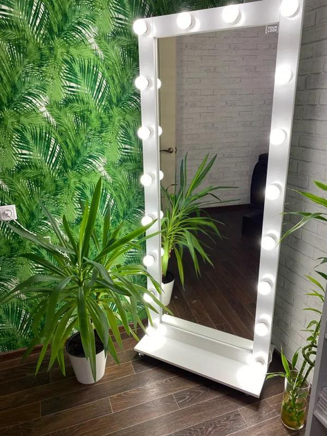 Зеркало напольное с рамой с ножкой на колесах подсветка 180*70 см ...