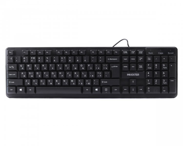Клавиатура офисная Maxxter KBM-U01-UA, USB, Укр/Рус, пластик, черная ...