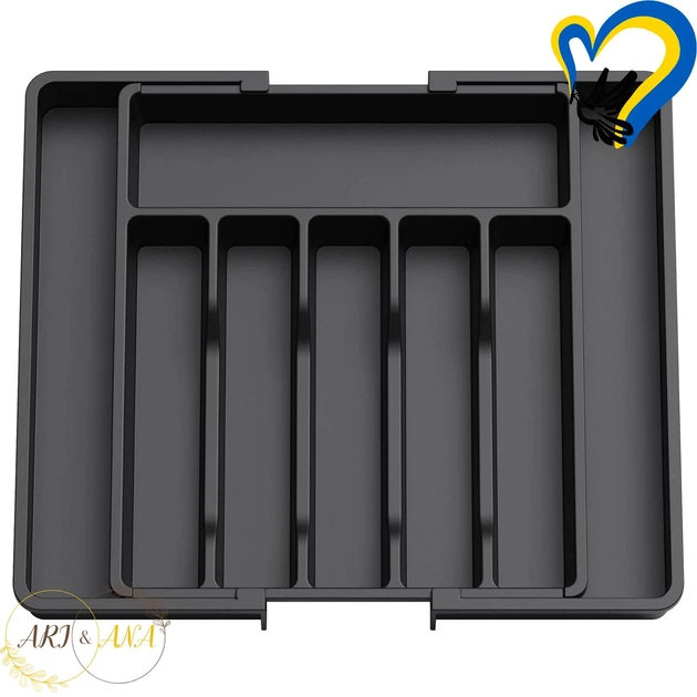 Органайзер вкладка для столових приборів Ariandana лоток розсувний чорний купити онлайн на Rozetka