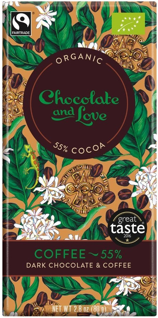 Шоколад органический Chocolate and Love черный 55% с кофе 80 г ...