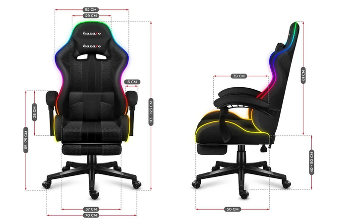 Игровое Кресло с RGB Подсветкой Тканевое Компьютерное Геймерское Huzaro ...