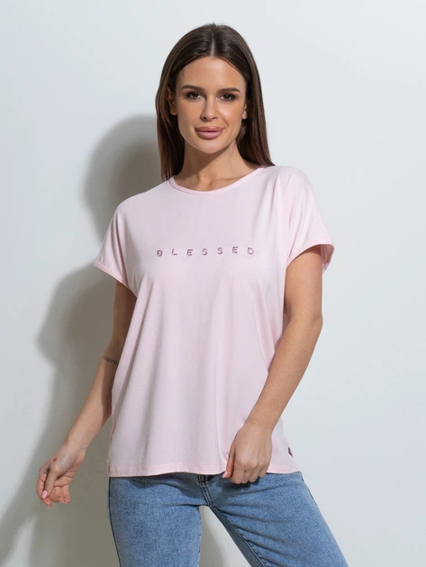 Футболка оверсайз длинная женская ISSA PLUS 14496 S Розовая (issa2007682552757) – Брендовая ...