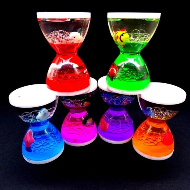 Песочные часы антистресс внутри цветной гель и плавающие рыбки цвет ...