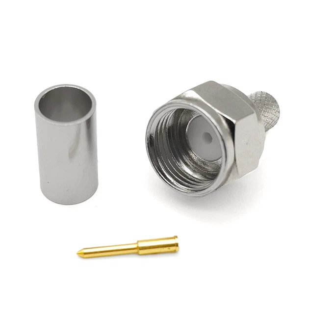 Роз'єм F Male (тато, вилка) обтискний на кабель RG58 RG142 RG223 LMR-195 SYV50-3 3D-FB під ...