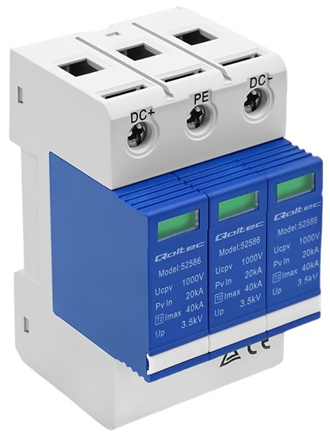 Ограничитель перенапряжения Qoltec DC 3P 1000 В T2 C (5901878525860 ...