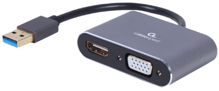 Адаптер-переходник Cablexpert USB to HDMI + VGA 15 см Gray (A-USB3 ...