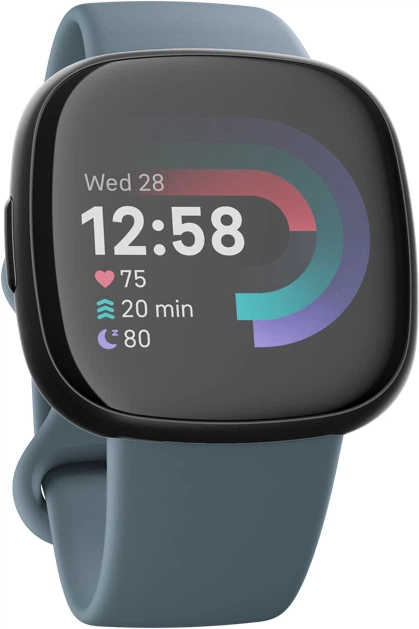 Смарт-годинник Fitbit Versa 4 Waterfall Blue/Platinum (FB523SRAG ...