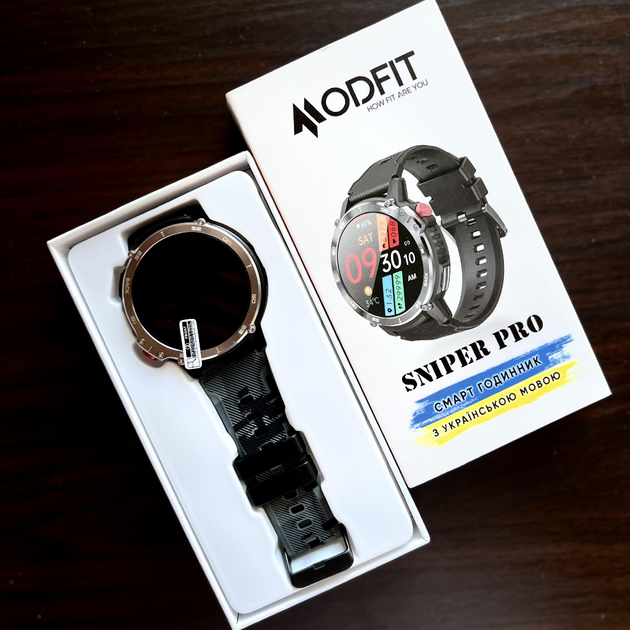 Мужские умные часы Modfit Sniper Pro чёрные с серебристым – фото ...